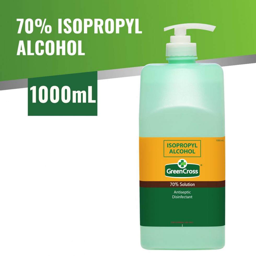 GreenCross Alcohol 70% Solution Isopropyl Pump Bottle 1000ml | Shopee Philippines