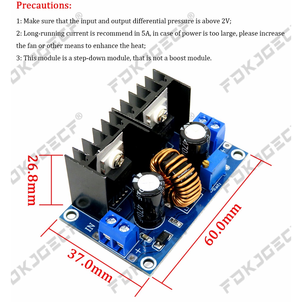 DC 4-40V 8A 200W Voltage Regulator Module Digital PWM Adjustabl DC-DC ...