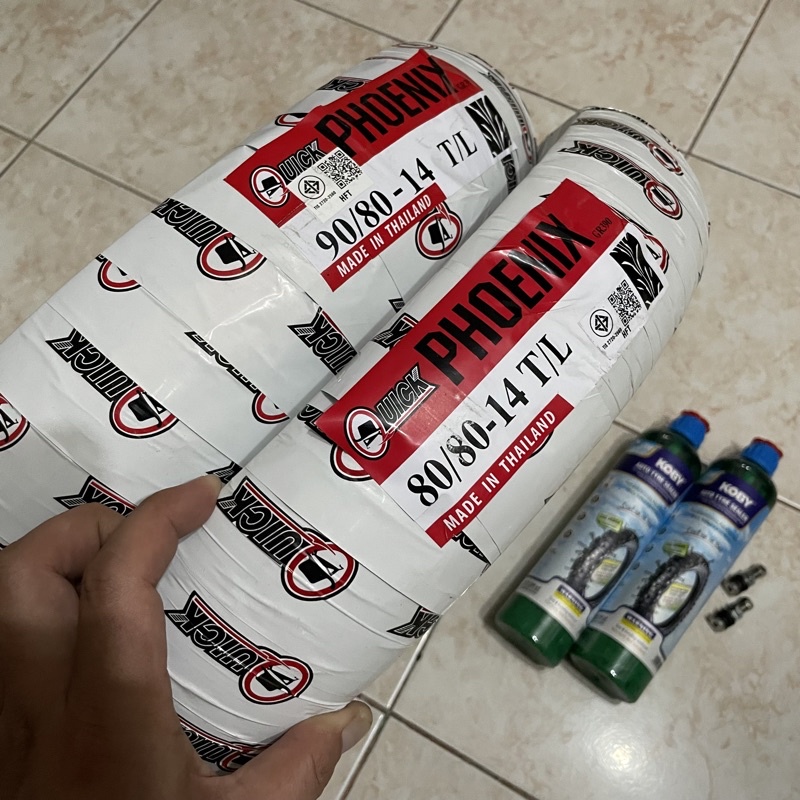 QUICK TIRE SET 80/80-14 & 90/80-14 with FREE SEALANT AND PITO | Shopee ...