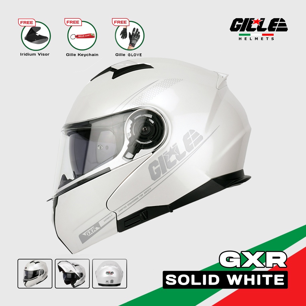 Gille GXR Modular Helmet Dual Visor Motorcycle With free Iridium Silver ...