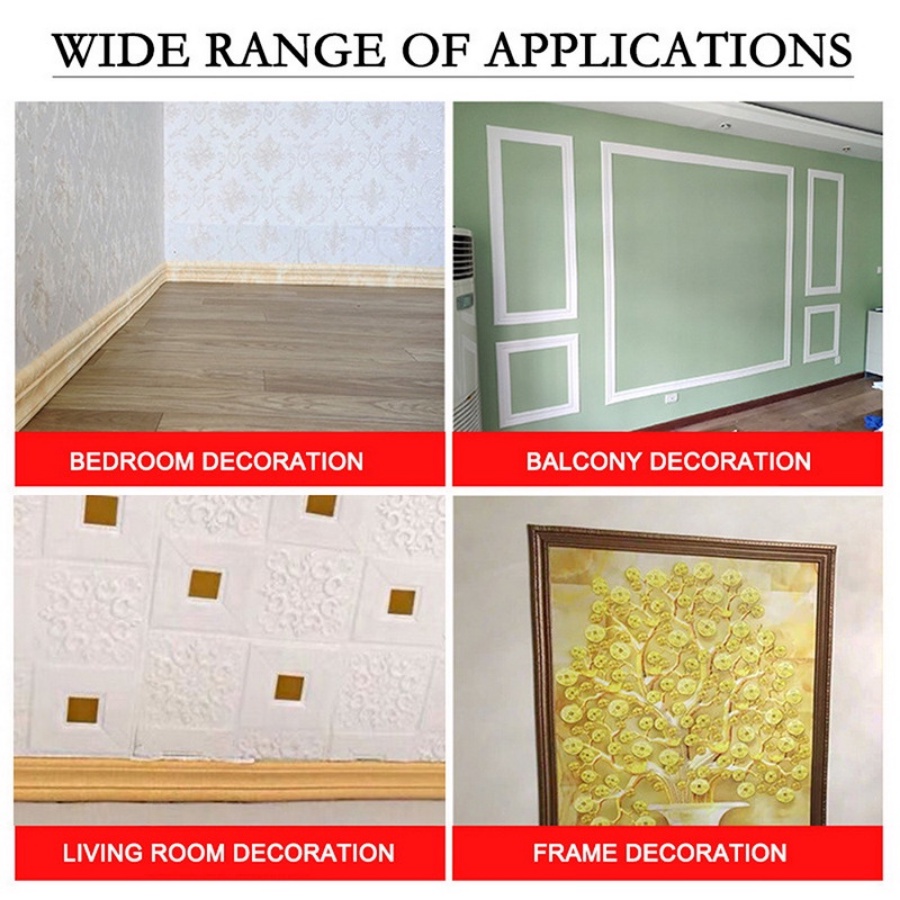 6 Styles 3D Foam Wall Edge Strip - Self Adhesive Waterproof Border ...