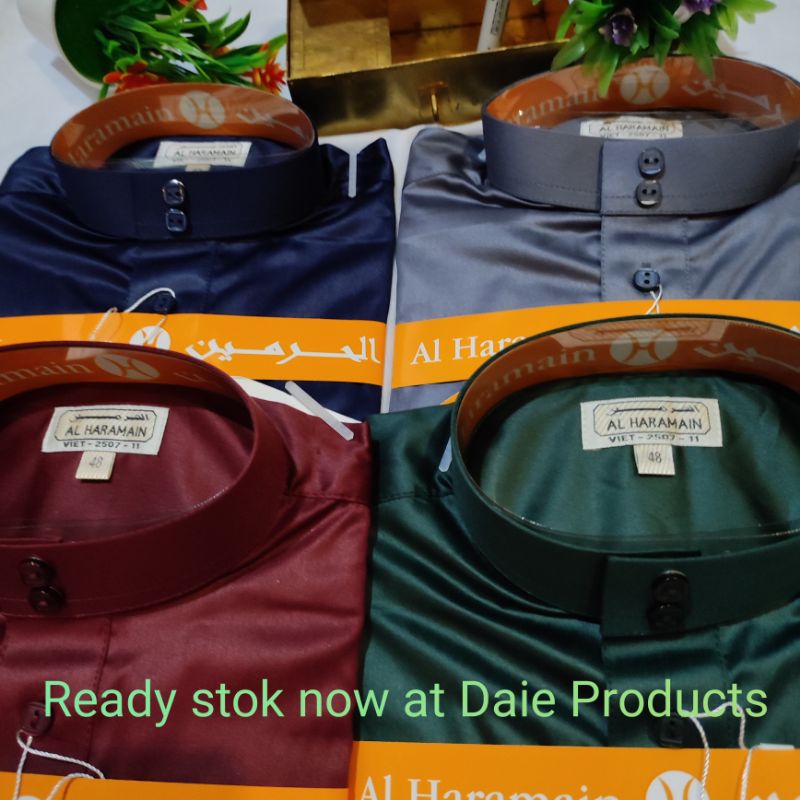 Jubah Al Haramain Kain licin polyester Meroon Emerald DARK grey TEMA ...