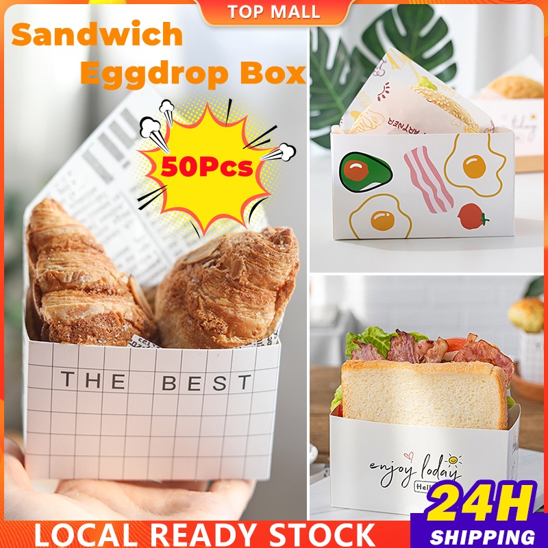 100Pcs Sandwich Box Korean Toast Bread Sandwich Packaging Box Burger ...