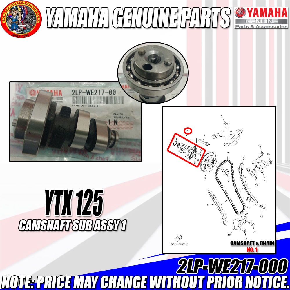 YTX 125 CAMSHAFT SUB ASSY 1 (YGP) (GENUINE: 2LP-WE217-00) | Shopee ...