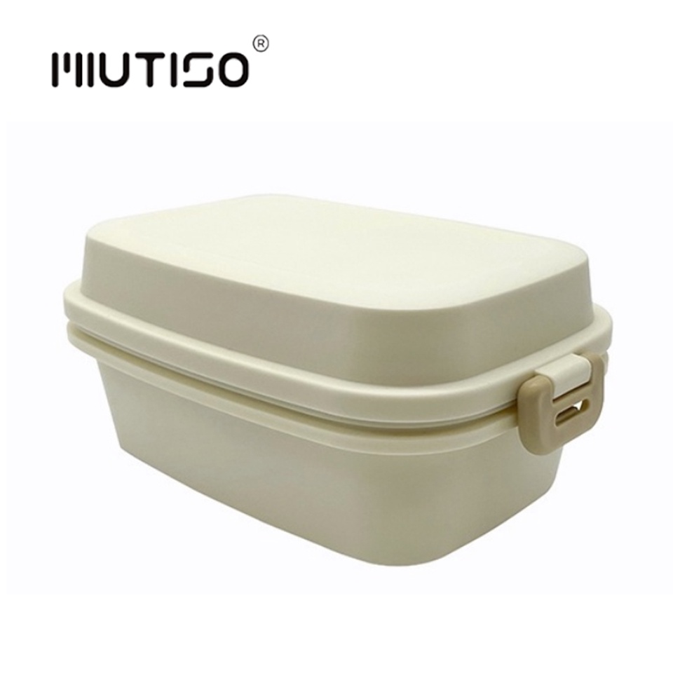 Miutiso Rectangular Frosted with Snap Lid with Spoon and Fork lunch box ...