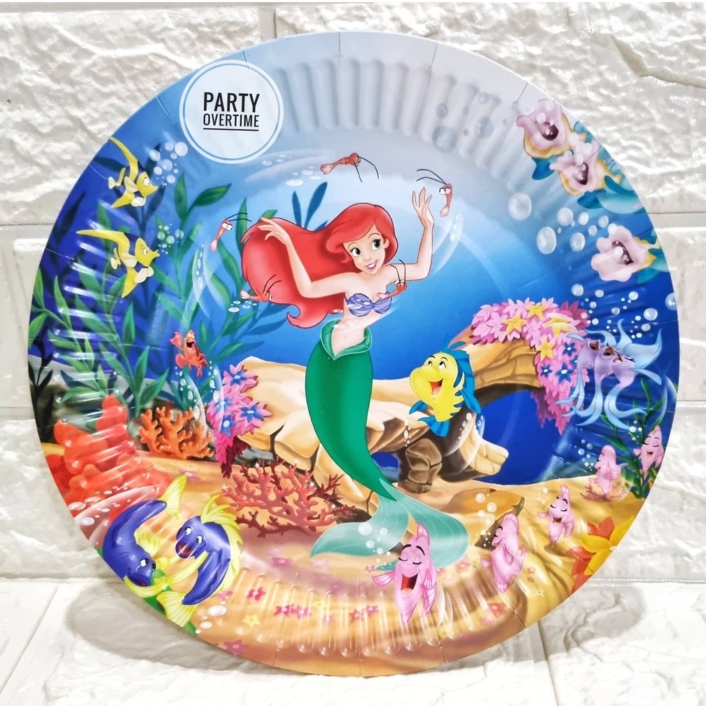 10 pcs 9 inch Little Mermaid Ariel Disney Princes Disposable Paper ...