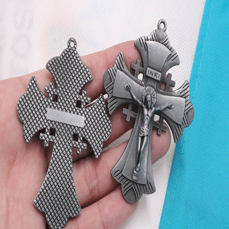 1pcs Religion Vintage Jesus Cross Metal Medal Big Cross Christian Medal ...