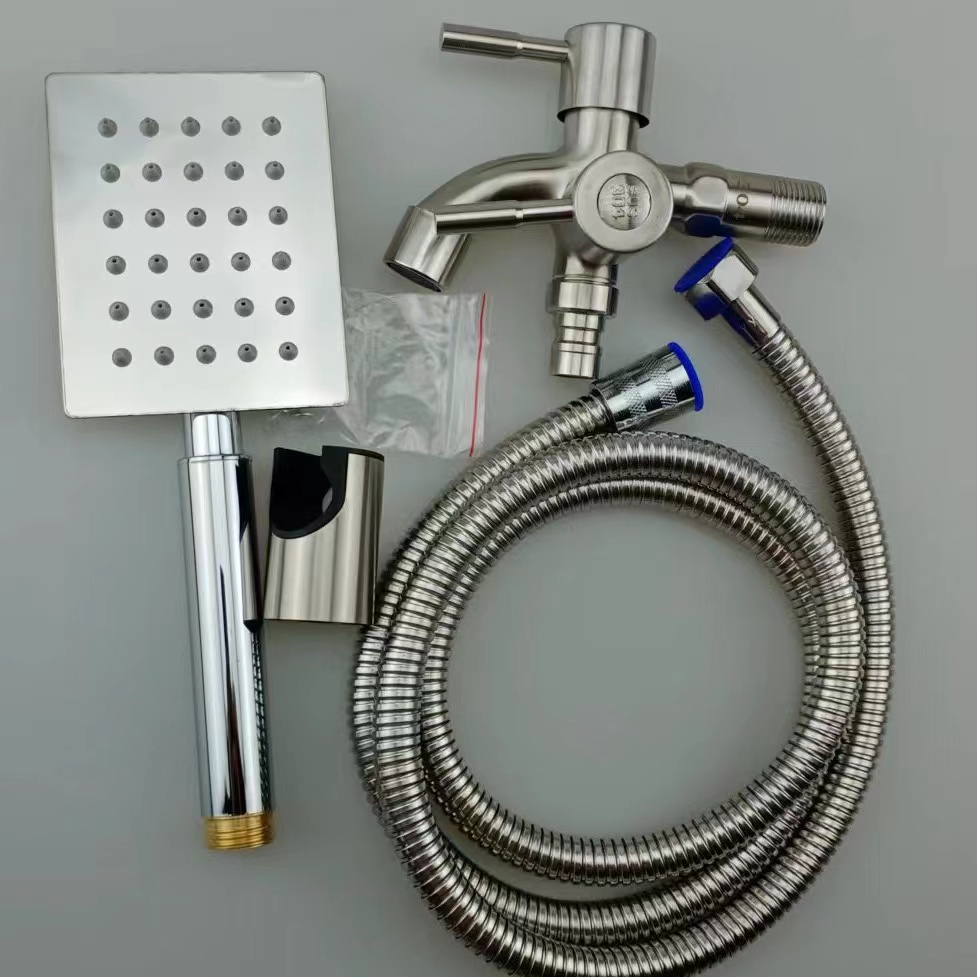 Stainless Shower Set with Faucet 4in1 Black Shower Head Set with Hose ...