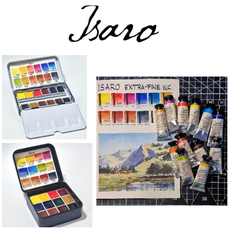 Isaro Watercolors in half pans 12 colors Artist Grade made in Belgium ...