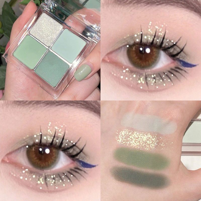 Green Eyeshadow Four-Color Mint Clear Low Saturation Fresh Eye Makeup ...