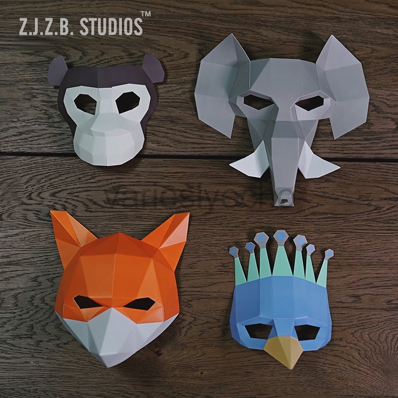 Cut Free 3D Paper Mask, Super Easy DIY Half Mask For Kids Novice, DIY ...