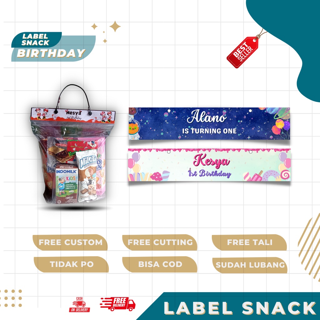 D48 PLASTIC BIRTHDAY SNACK LABEL | Custom CHARACTER THEME SNACK LABEL ...