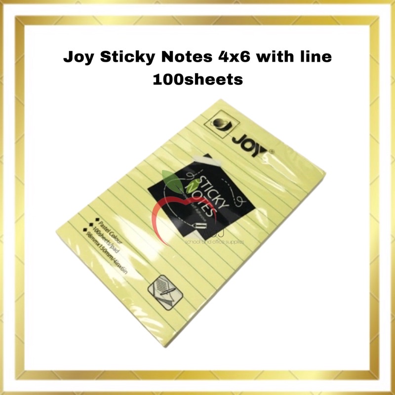 Joy Sticky Notes 4x6 with line 100sheets | Shopee Philippines