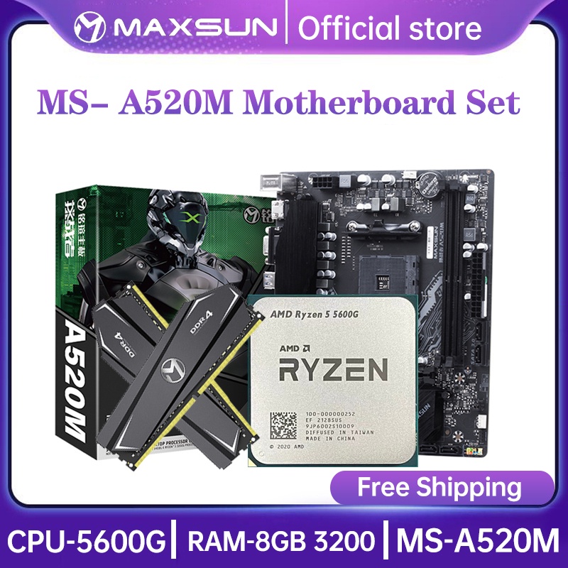 Maxsun Gaming Motherboard Combo A520m Cpu Amd Ryzen 5 5600g Ram Ddr4 ...