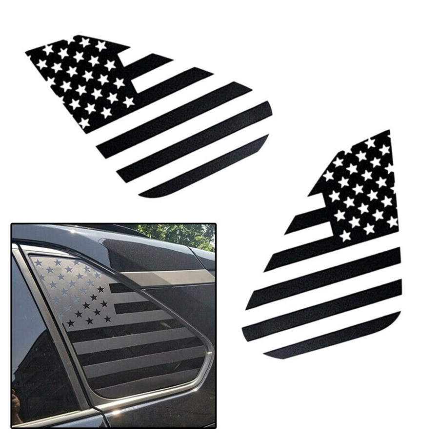 Pair Matte Black Car American Flag Window Decal Sticker For 2019-21 ...