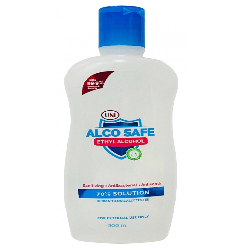 Uni Alco Safe 70% Ethyl Alcohol 500Ml | Shopee Philippines