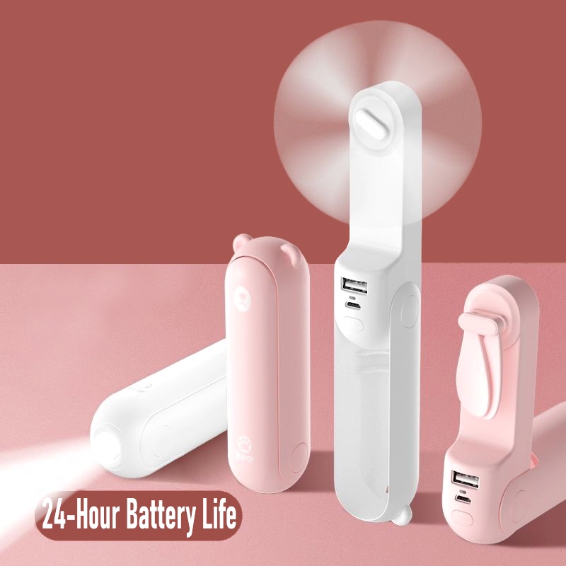 Usb Mini Foldable Pig Fan Electric Hold Small Mobile Fan Rechargeable ...