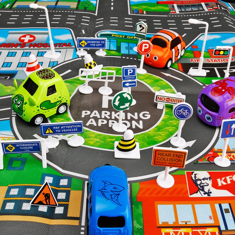 Mini Traffic Signs Road Light Block Car Toy Accessories Children Safety ...