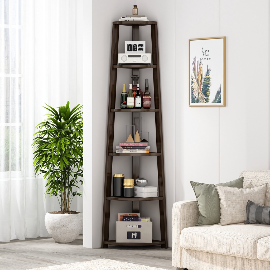 4/5/6 Layer Solid Wood Corner Rack Storage Rack Bookshelf Flower Stand ...
