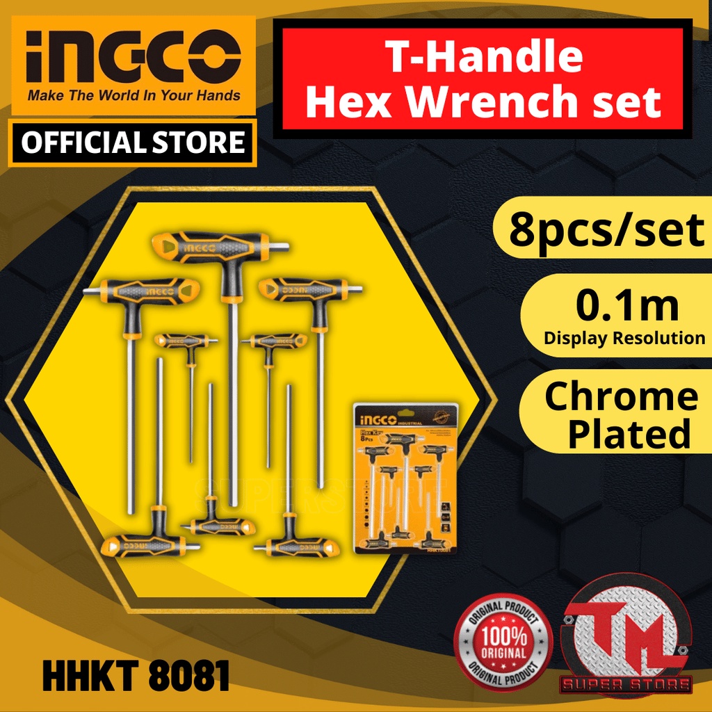 INGCO T-Handle Hex Wrench 8pcs/set HHKT8081• Tm ss | Shopee Philippines