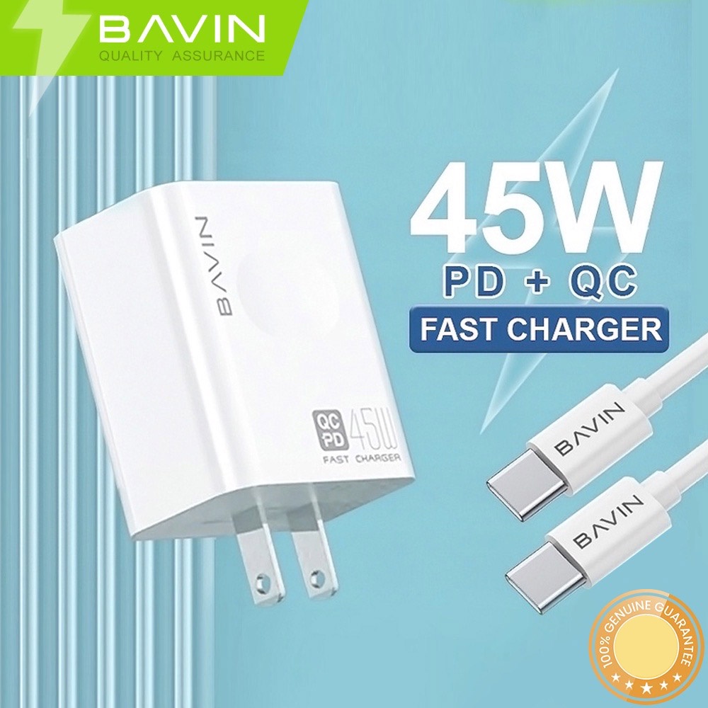 BAVIN 【PC800】 Intelligent 45W PD QC3.0 Fast Charging Charger Type-C ...