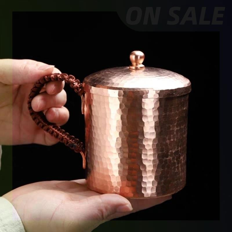 Promotion ↂHandcrafted Pure Copper Beer Coffee Cup with Cover Retro ...