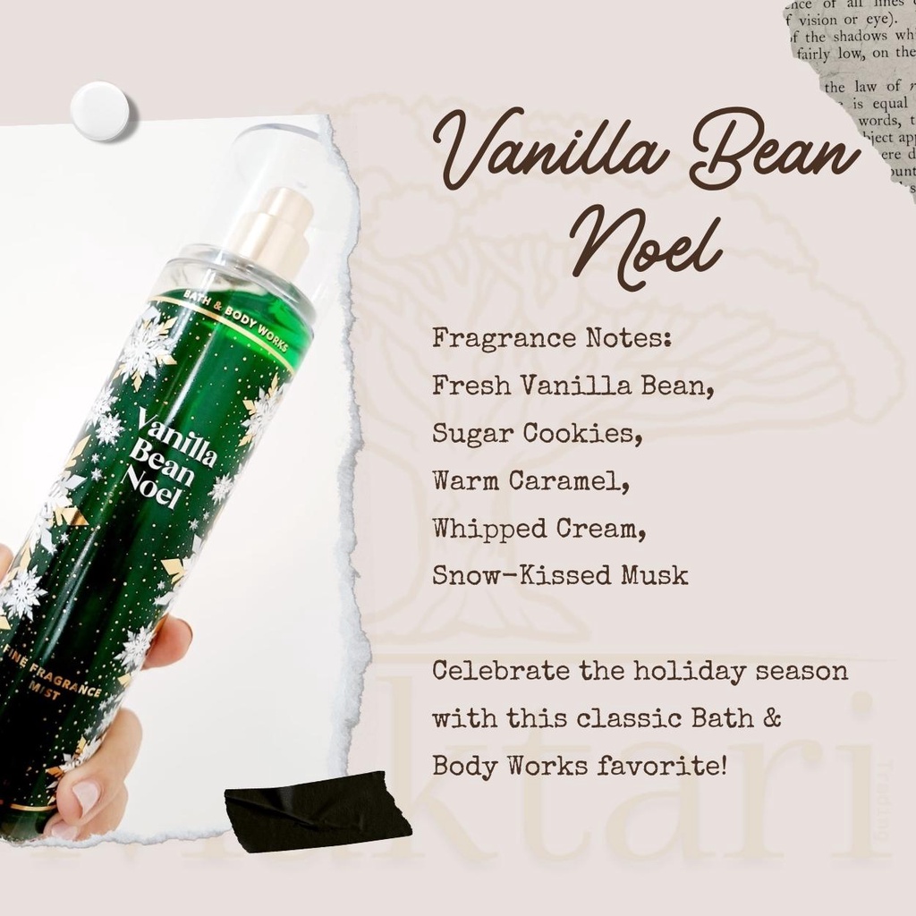 Bath And Body Works Fragrance Mist Vanilla Bean Noel 236ml Shopee