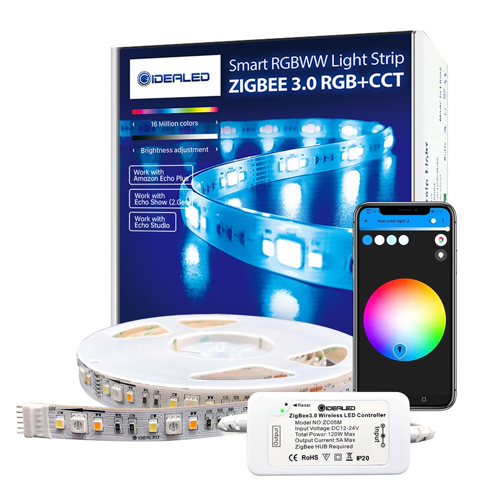 Smart ZigBee 3.0 Controller Dimmable Ambiance LED Kit with 5m RGBCCT ...