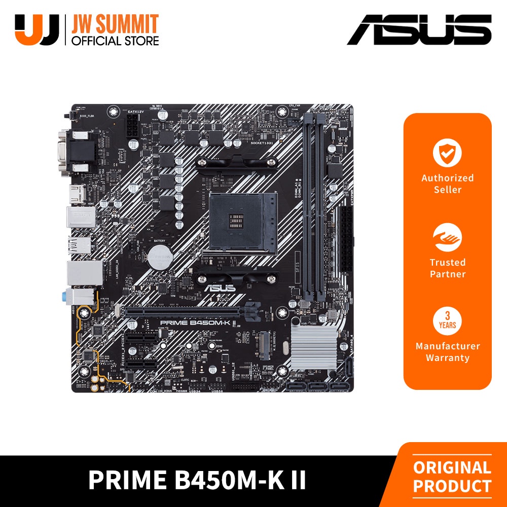 Asus Prime B450M-K II AMD B450 Ryzen AM4 mATX with PCIe 2.0 Motherboard ...