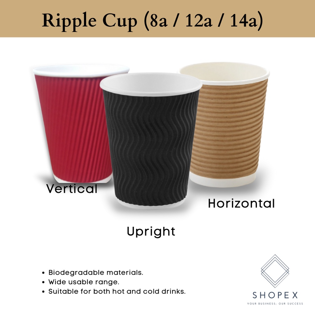 [50pcs] Ripple Paper Cup 8a/10a/12a/14a/16a/ Upright/Vertical ...