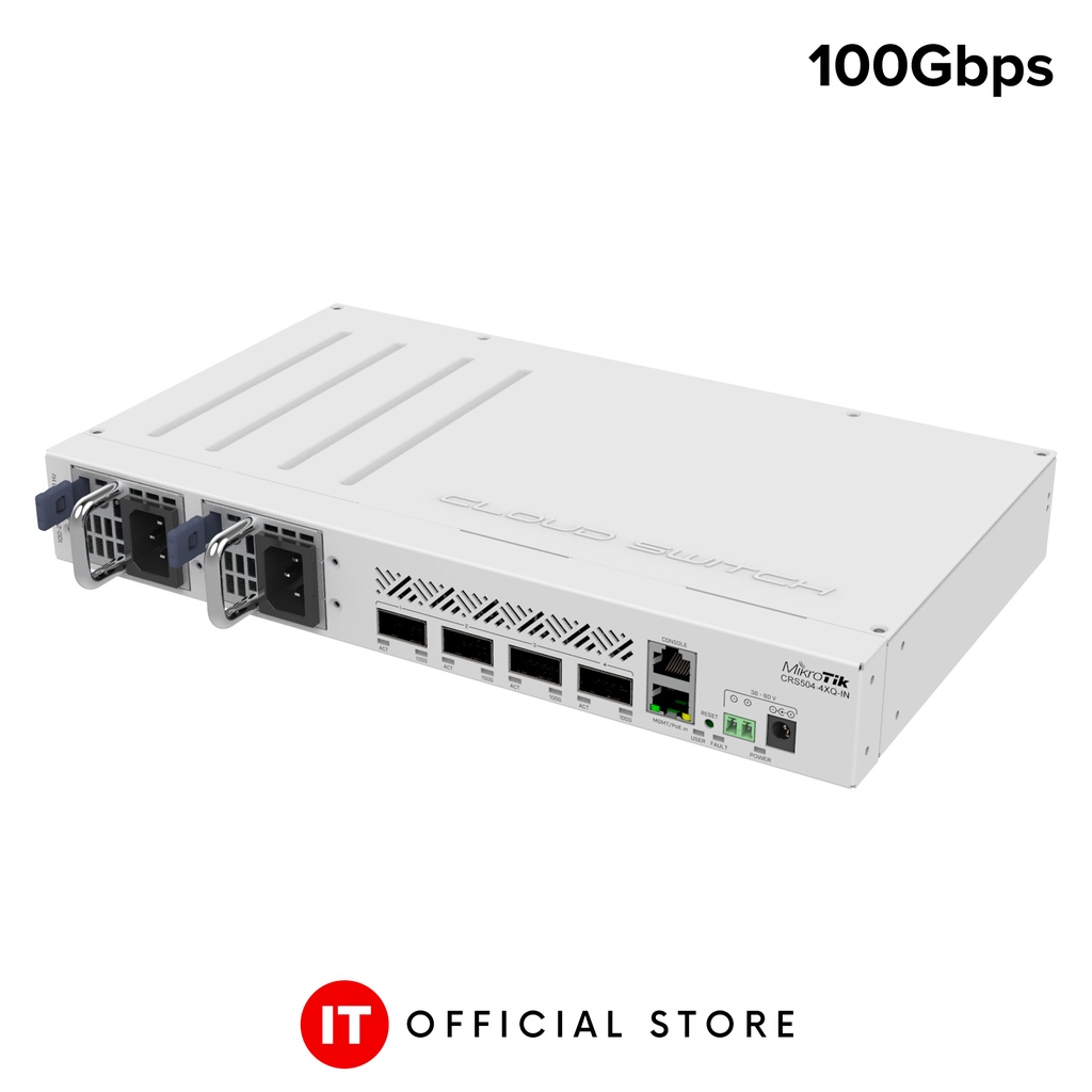MikroTik CRS504-4XQ-IN - 100Gbps Managed Enterprise Switch - Dual PSU, (4) 100G QSFP28 Ports ...