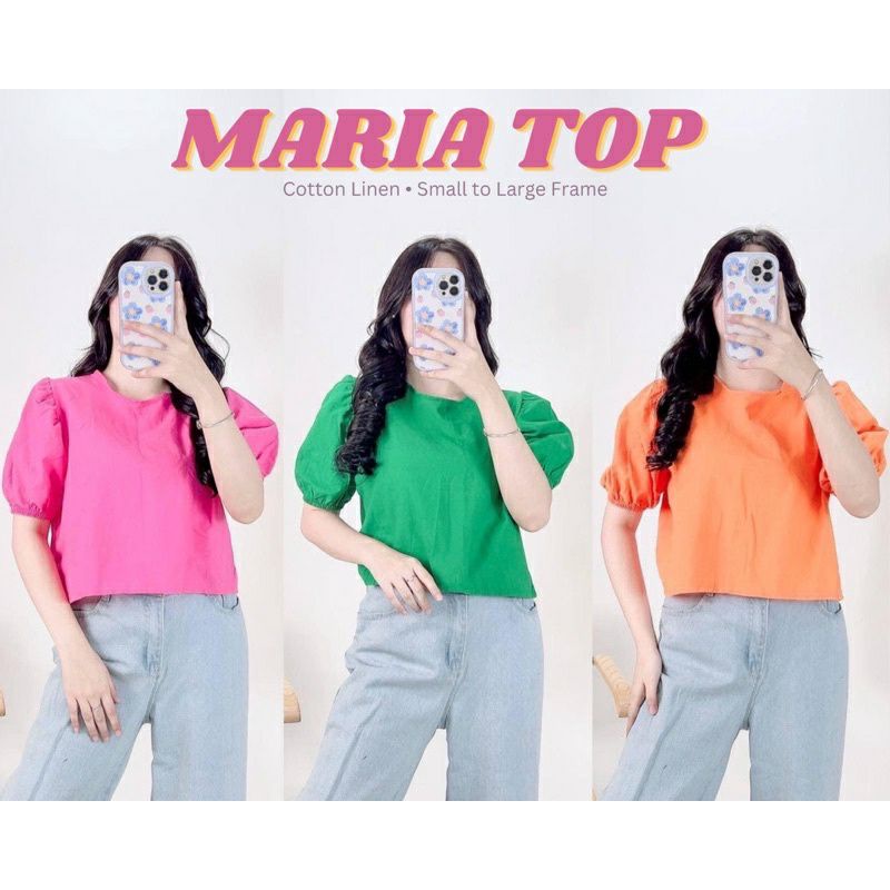 Mjbella Fashion Maria top Loose fitting Plain Puff Sleeves Blouse ...