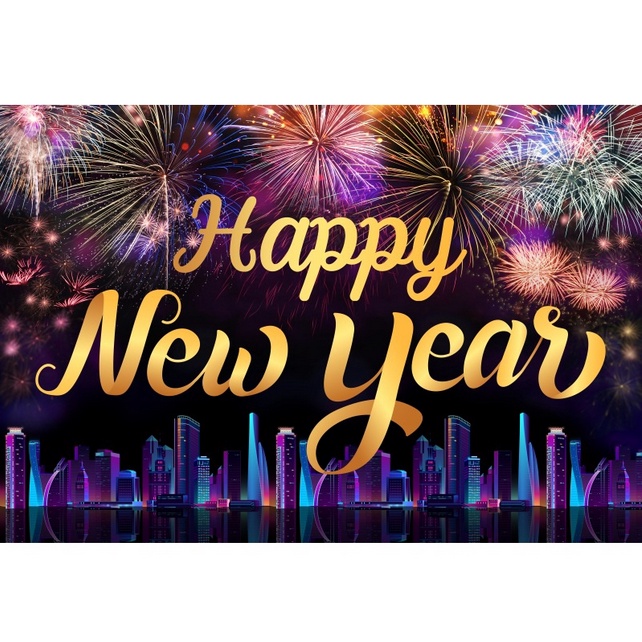 New Year Backdrop Happy New Year Backdrop Golden Backdrop Black and ...