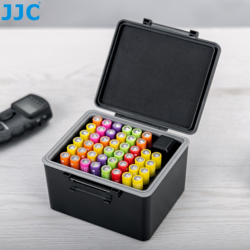 JJC 44 Vertical Slots AAA Battery Case with Battery Checker Large ...