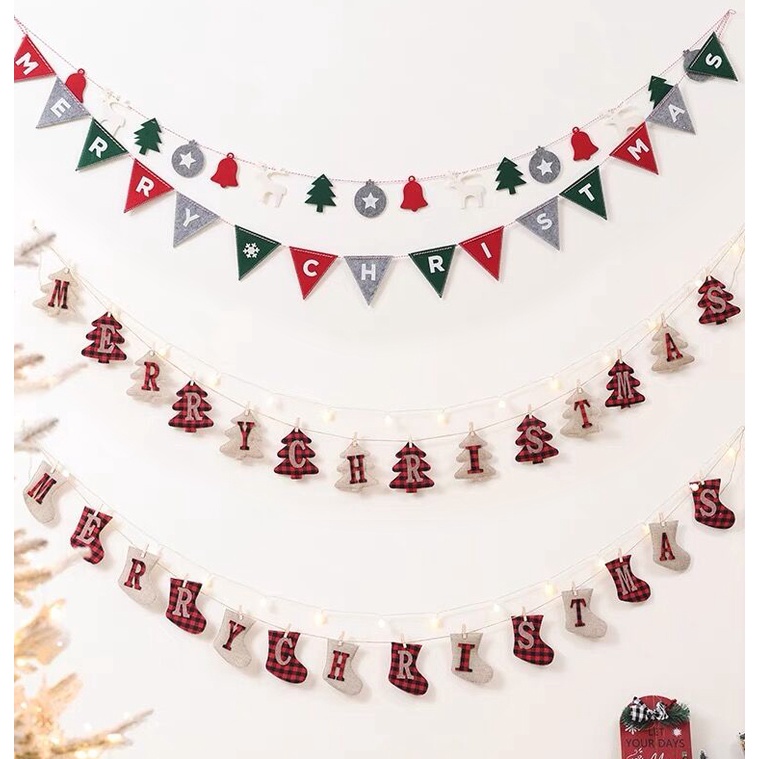 MERRY CHRISTMAS Burlap Banners Garlands for Xmas Party Decoration Photo ...