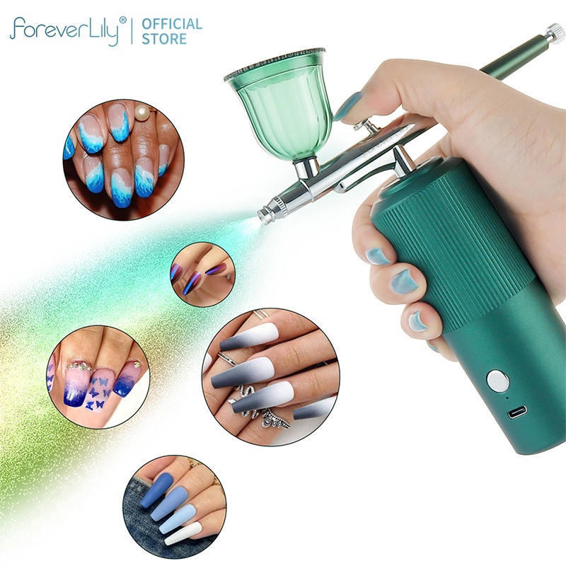 Foreverlily Handheld Airbrush Compressor Kit Rechargeable Cake Paint ...