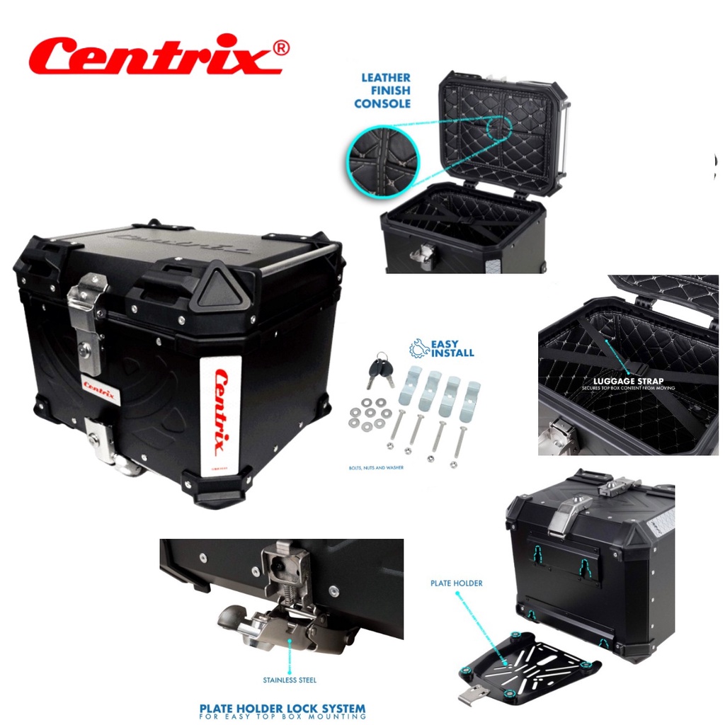 ALLOY TOP BOX 45L WITH free BACKREST centrix | Shopee Philippines