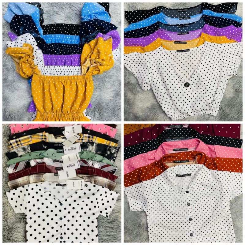6 PCS BUNDLE SULIT PROMO PACK Assorted color Sexy Croptops Polka dot ...