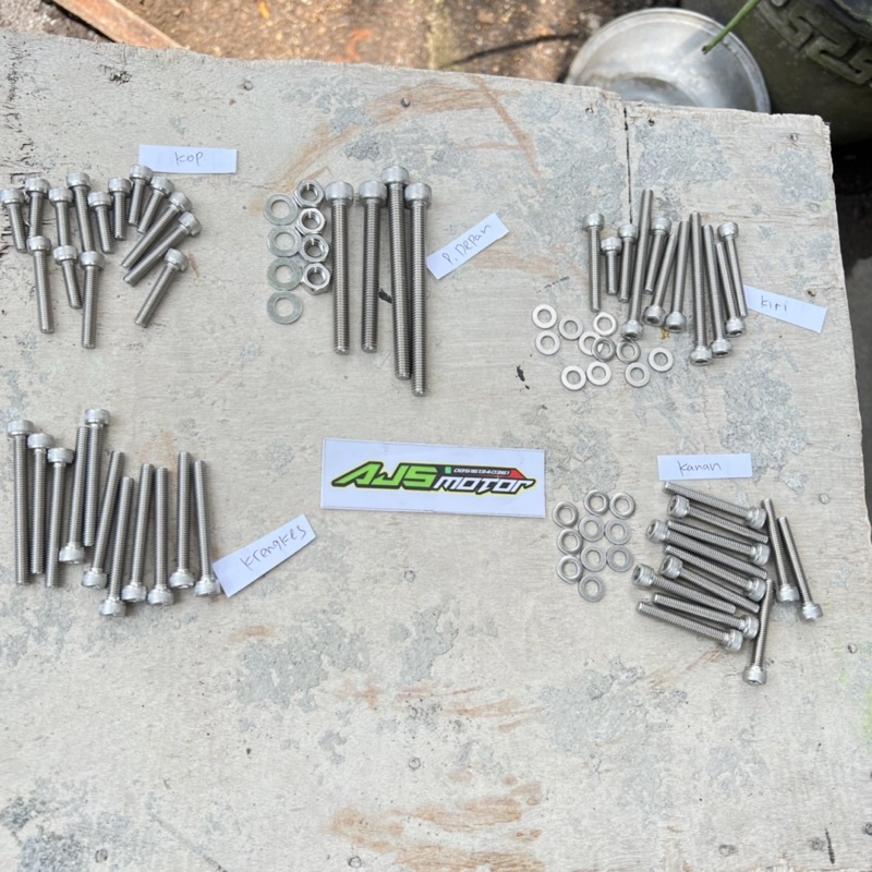 MESIN The stainless steel L engine bolts full set cb gl megapro tiger ...