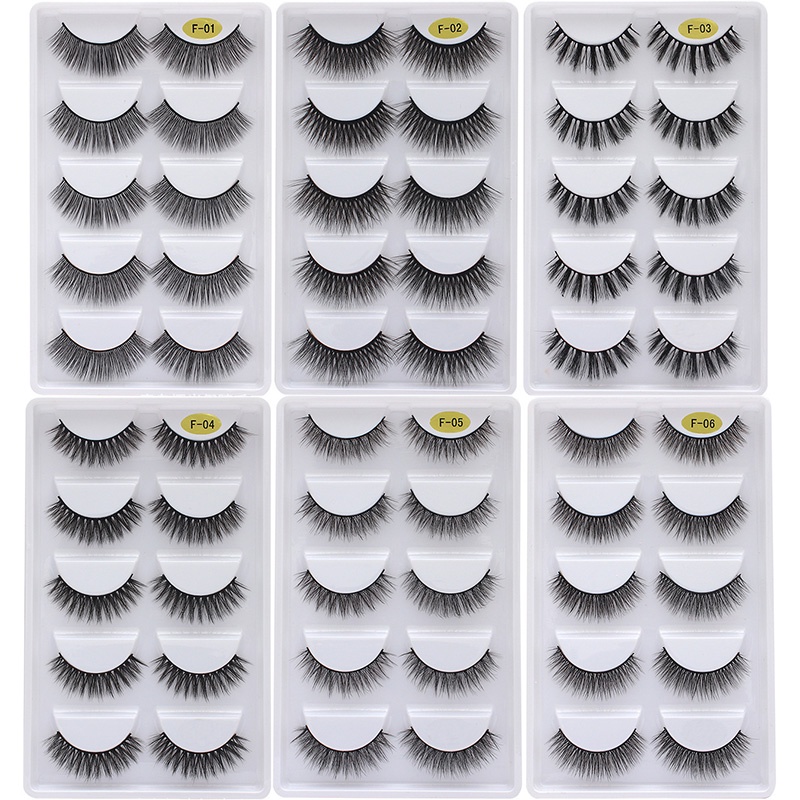 3D Mink False Eyelashes Full Strip Lashes Natural Look Puffy Long Hand ...