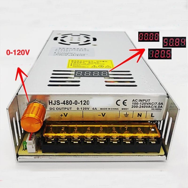 480W 4A 0-120V Adjustable Switching Power Supply HJS-480-0-120 DC ...