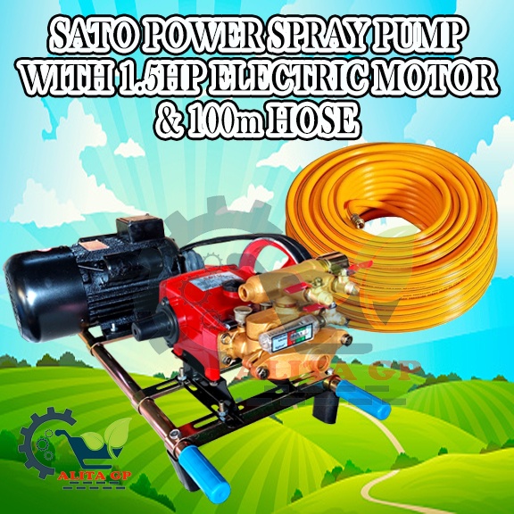 Power Spray Pump SET With 1.5hp Electric Motor & 100 Meter Pressure ...