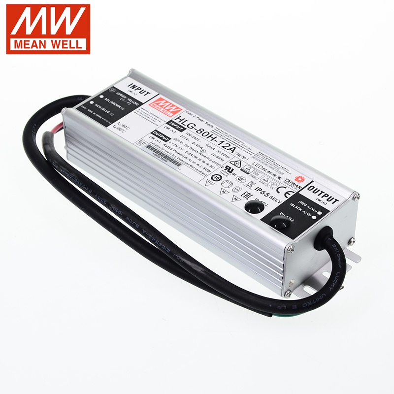 MEAN WELL LED Driver HLG-80H-12A 60W 12V LED Switch Power Supply 110V220V AC To 12V DC 5A 60W ...