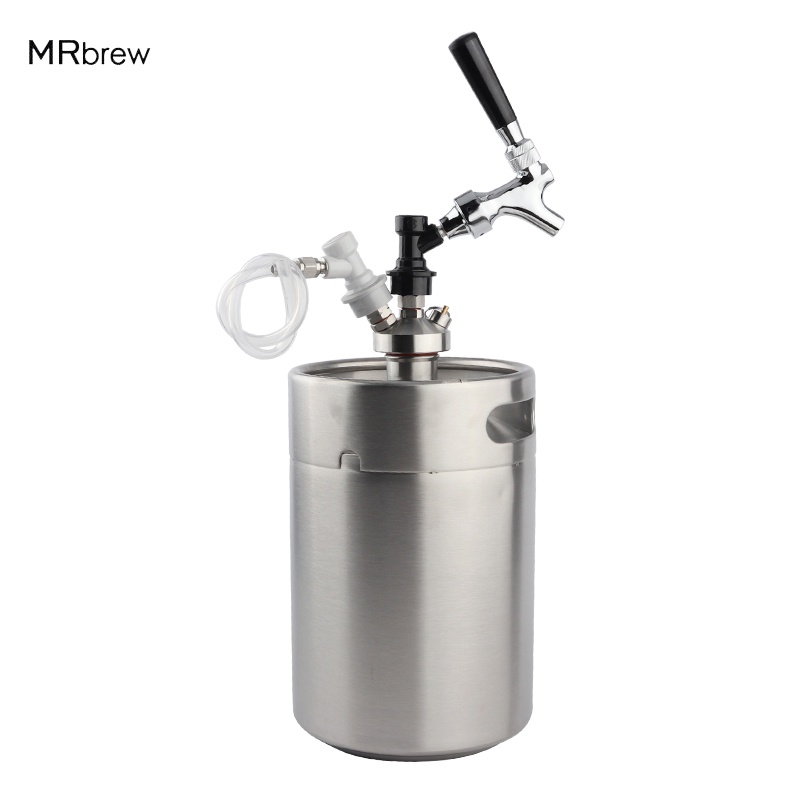 5L Mini Beer Keg Growler Mini Keg Dispenser with Draft beer tap and gas ...