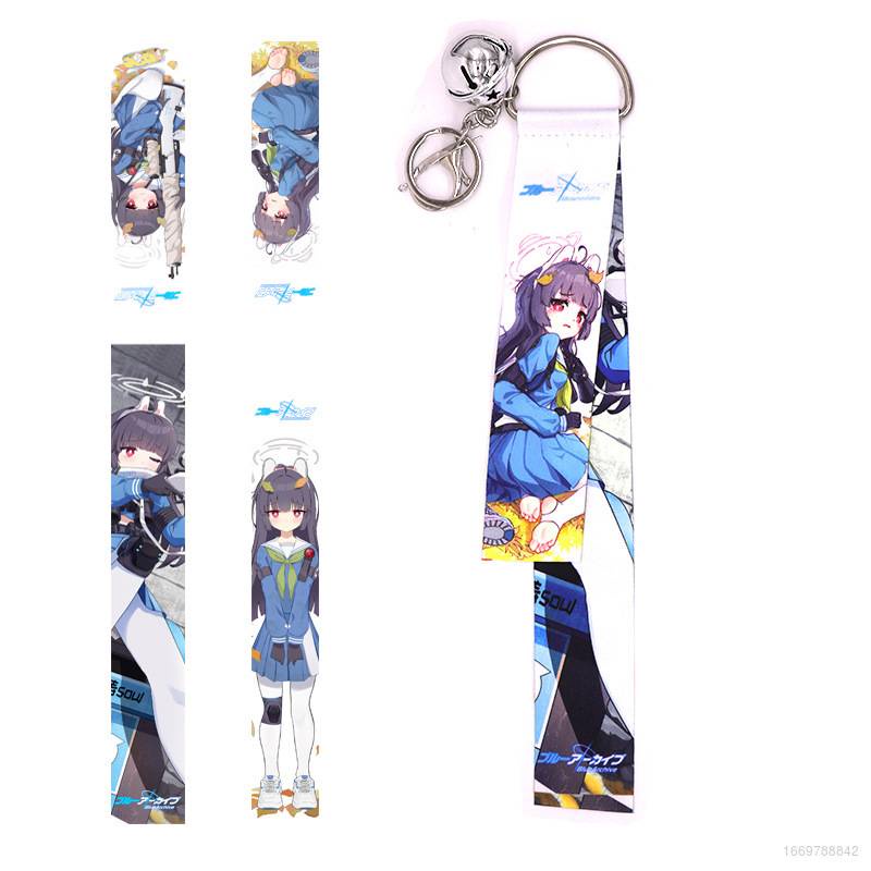 NS3 Blue Archive Keychain Anime Keyring Cute Bag Pendant Bell Ribbon ...