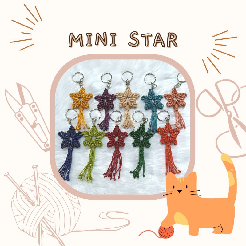 MINI STAR (GLITTERY CORD) | MACRAME KEYCHAIN FOR SOUVENIR GIFT TOKEN ...