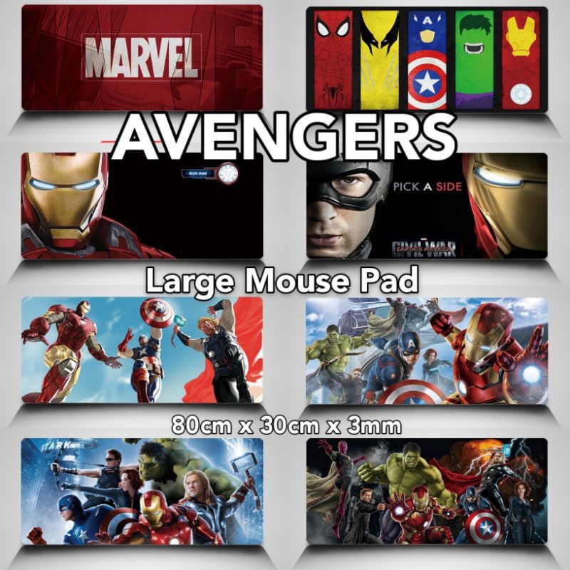 [SUPERHEROES] 3mm Thick Avenger Marvel Gaming Large Mouse Pad 80cm x ...