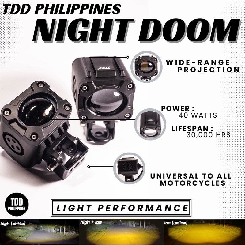 TDD NIGHT DOOM / PREMIUM MOTORCYCLE AUXILIARY LIGHT / LED | Shopee ...