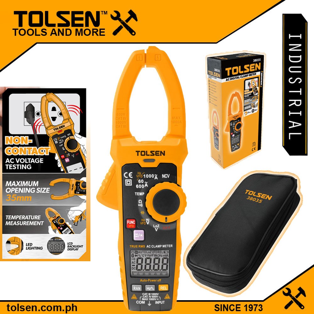 Tolsen AC Digital Clamp Meter LCD Color Display w/ Backlight (AC/DC ...