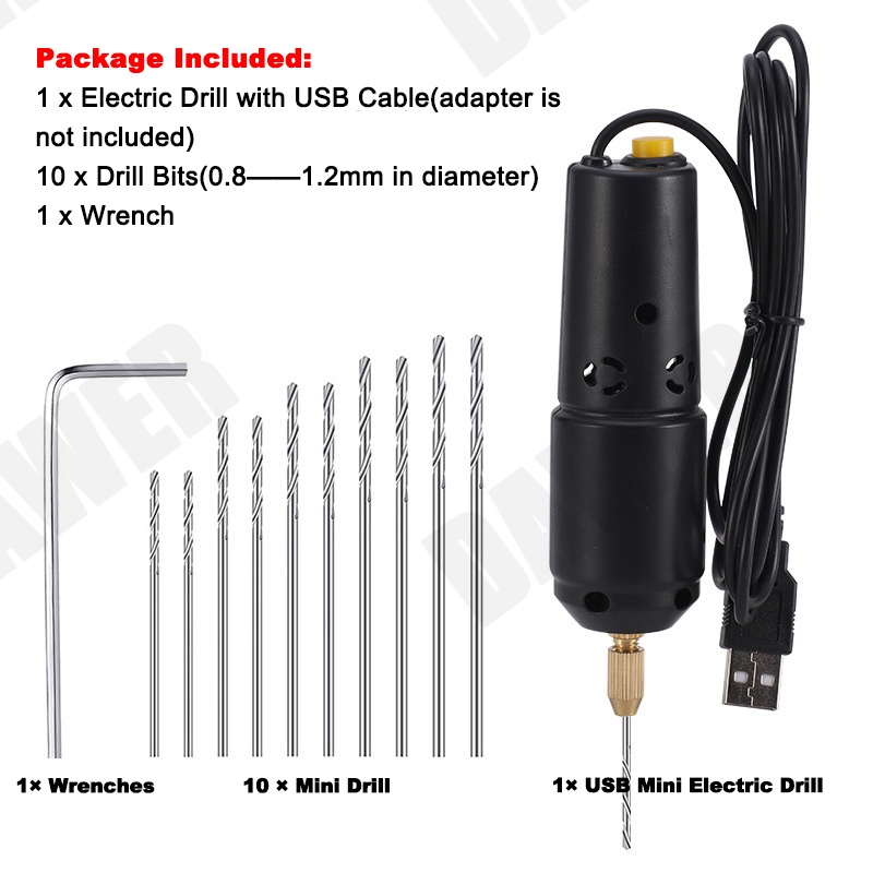 Mini Electric Drills Portable Handheld Micro USB Drill with 10pc Bits ...